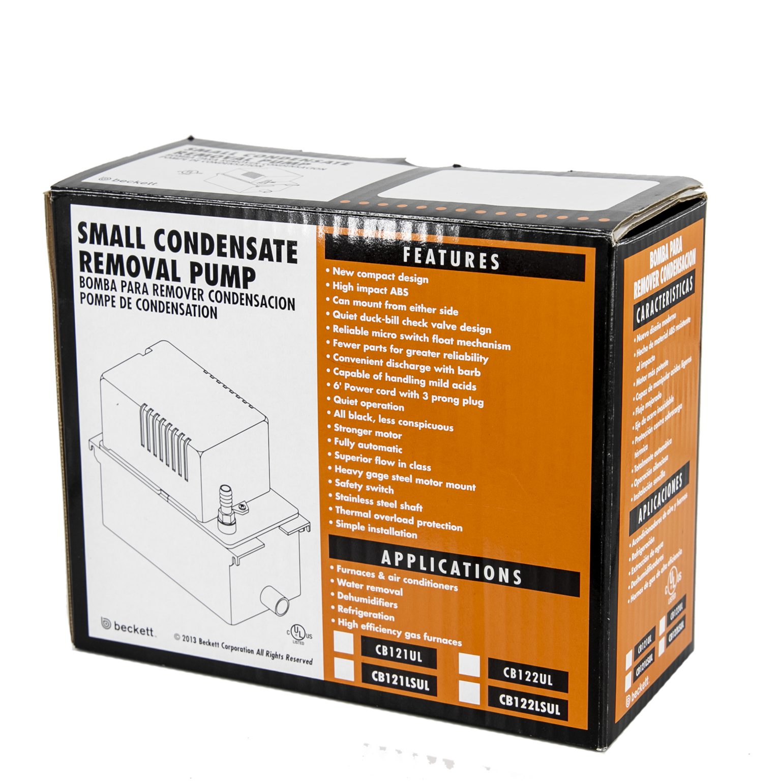 CB121UL Compact Condensate Pump, 115V, 11 Foot Max Lift - Beckett Pumps